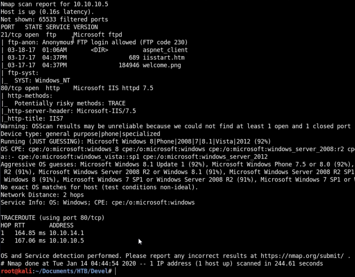 HackerSploit Blog - HackTheBox Devel - Walkthrough